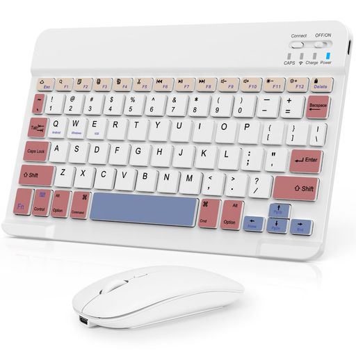 【タブレット キーボードマウスセット】このタブレット用キーボードマウスはBluetooth接続で、10mの範囲内で動作します。Windows/ios/androidシステムに対応し、Bluetooth機能を持つタブレット、iPad、ノートパ...
