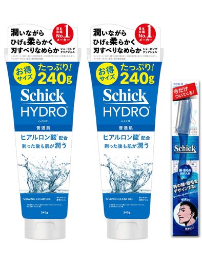原産国:日本 内容量:240gx2個 剃る時も肌本来の水分を保ち、しっとりすべすべ肌に 2種類のヒアルロン酸(うるおい成分)配合 肌につけた時、ヒゲが見えやすい透明ジェル