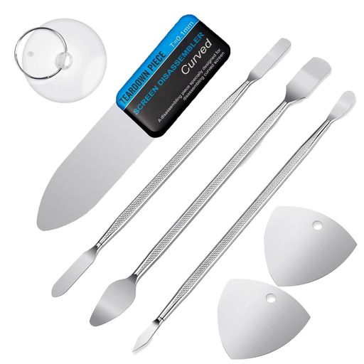 【商品仕様】薄い0.1mmスパッジャーx1、スパッジャーx2、金属ヘラx3、吸盤オープナーx1。様々な分解をこれ1つの工具セットで解決できます。 【デザイン】非常に薄いカードで、こじ開け/開く作業に最適です、磨かれた滑らかなエッジは、お使い...