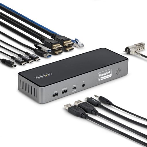 ユニバーサル140W USB-Cドッキングステーション:3台の4K 60Hz ディスプレイ(3画面出力)に対応し、高性能ノートパソコンにUSB-C経由で最大 140Wの電力を供給。付属のUSB-Aアダプターにより、従来のホストPCでもデュア...