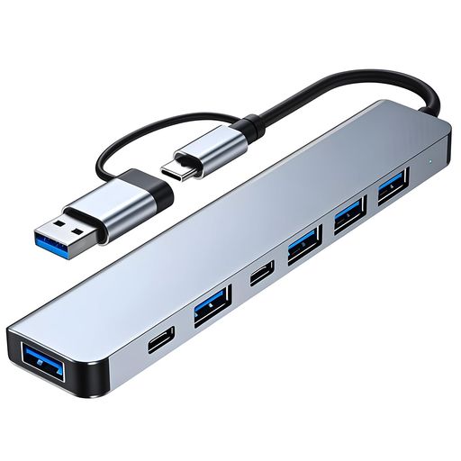 【7-in-1 Type-C USBハブ】USB3.0ポート1つ、USB2.0ポート4つ、Type-C 2.0ポート2つを搭載。PCの単一ポートから7台のデバイスを同時接続可能。外部ストレージの読み取りや周辺機器の操作を同時進行でサポート。...