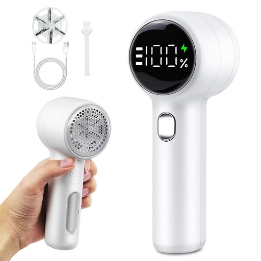 【強力6枚刃】強力6枚刃設計切断性能は卓越しています、衣類表面の頑固な毛玉も大量の毛玉も素早く処理可能。6枚刃が高速回転させ強力な吸引力を実現し、効率的に毛玉を取り除くことができます。けだまとりは高速回転モーターを搭載しており最高回転数は1...