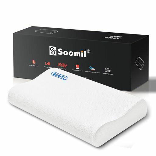 【3D立体デザイン睡眠まくら 】Soomilまくら 人間工学に基づいて設計された低反発ネックピローが首のラインにぴったりフィットします。頭部と首の分区は支えて、頚椎の正常なC字の曲度を形成して、仰向けに寝ても、横に寝ても圧力がありません。こ...