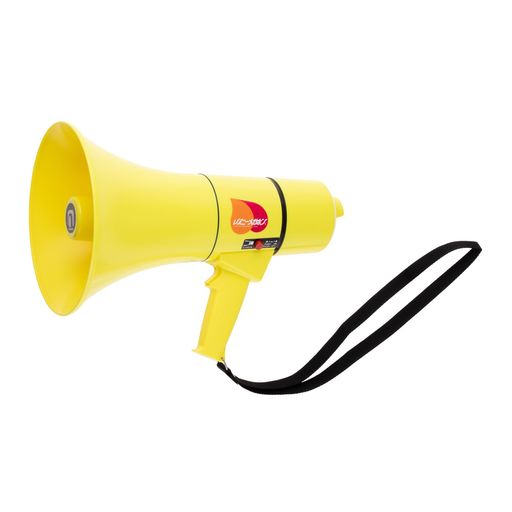 サイレン音付出力:定格15W/最大:20W 使用電池:単2乾電池x6本 寸法:口径210mmx全長344mm 質量:約1.25kg(乾電池別) 通達距離(JEITA):音声時約315m/サイレン時約500m 電池持続時間(JEITA):音声...