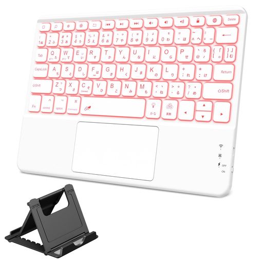 【ipad キーボードJIS日本語配列&amp;タッチパッド搭載】アイパッド キーボードはJIS日本語配列を採用し、ホームボタン・全選択・コピー&amp;ペースト・音楽制御・明るさ調整など13種類のファンクションキーを装備(ワンボタン操作対...