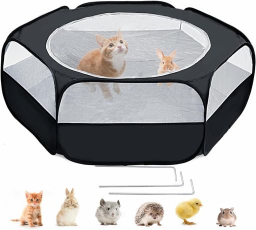 アウトドア 🐹1.【製品仕様】ペットサークル本体+収納袋+固定棒3本付き、サイズ:[展開の時]約120cmx38cm[収納の時]約24x23x3cm、カラー:ブラック、素材:オックスフォード布+メッシュ素材。 ㈅...