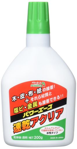 木、皮、布、紙、発泡スチィロール同士の接着に 原産国:日本 容量:200g 種類:水性形接着剤 乾燥後:透明