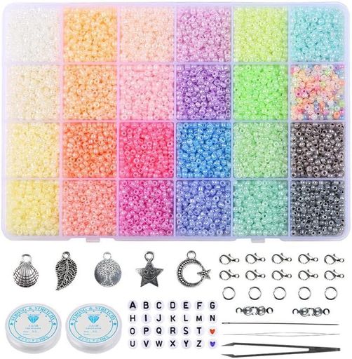❤【ビーズサイズ】:直径約4mm;24色;各色約120個。ほとんどはクリームのような浅いカラーなので、見るだけで気持ちがよくなり、ビーズ手芸を存分に楽しんでください! ❤【材質】: 本製品はガラスの材質を採用しており、手触りが良くて、発色も...