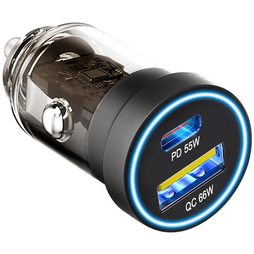⚡【PD55W+QC66w車載充電器 ● 急速充電器】121Wデュアルポートで全デバイス急速充電 シガーソケットはPD 55W(単体最大)とQC 66W(単体最大)を搭載、スマホからMacbookまで対応します。66W QC3.0ポートは通...