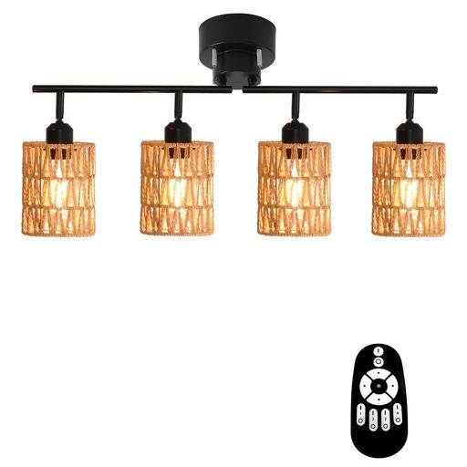 【器具+LED電球】パッケージ:4灯器具+4個電球+1個リモコン(電池別売り) 【調光調色機能付き】無段階調光調色可能で、調色は2200Kの電球色から6500Kの昼光色まで少しずつに調節できます。明るさは全光束600LMで、場合によって明る...