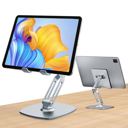 【縦置き・横置き対応】横置きはもちろん、12.9インチのタブレットを縦置きにしても安定して、下がることはありません。独創的な設計で、ケーブルを通すホール付き、ご端末を載せたまま充電できます。タブレットスタンドに充電ケーブルが邪魔にならないよ...