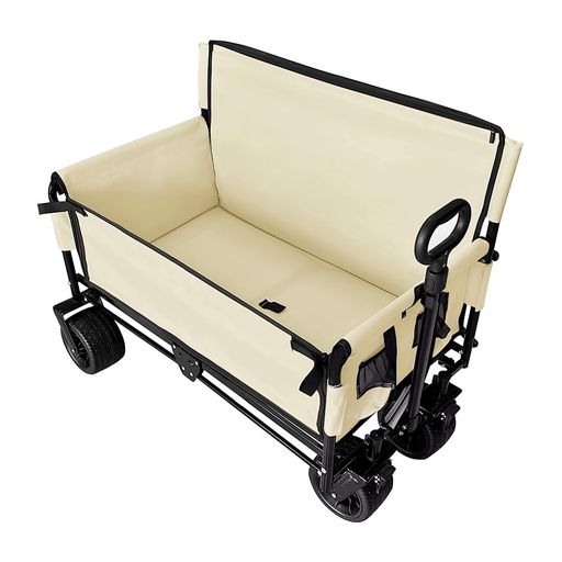 【大容量と多機能】車体はスチール製フレームで、最大耐荷重は200kg、最大容量は150Lで、重いものを載せても安心です。荷物を1度で目的地まで運べるのでアウトドアがより快適になります。大容量のアウトドアキャリーワゴンで子供と一緒にキャンプや...