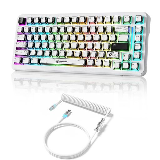 【eスポーツ対応マグネティックスイッチ】ATTACKSHARKX82PROHEゲーミングキーボードは、ホール効果アンバーマグネティックスイッチを搭載し、0.01mmのトリガー精度と0.1mmから3.4mmまでの調整可能なアクチュエーションを...