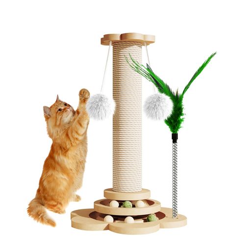 スクラッチ 「商品仕様」素材:木、ジュート、カラー:木の色、サイズ:40*25cm 「ターンテーブル」猫爪とぎはターンテーブルのデザインを採用しており、多層な構造でありながら、ゴロゴロボール、吊りおもちゃと羽が付いており、猫ちゃんの好奇心を...