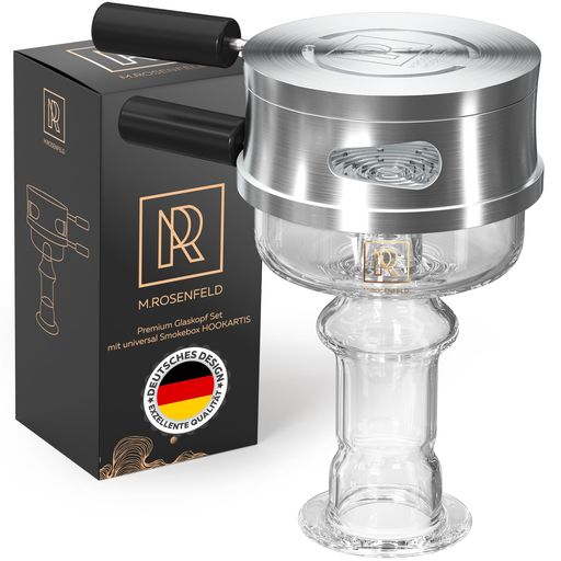 💎COMPLETESET:Shishaglassheadandmatchingsmokeboxwithlid2heatresistanthandlesandrubberseals.Glasssingleholeheadwit...