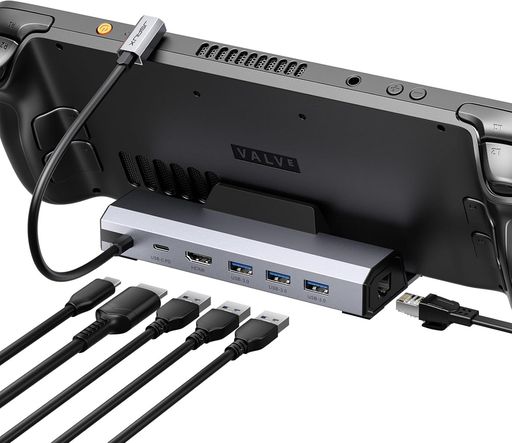 6-in-1ドッキングステーション:HDMI2.1による4K@120Hz出力で、超滑らかで鮮明な映像を実現。さらに100WPD急速充電、3つの高速USBA3.0ポート、そして超高速ギガビットイーサネット接続を搭載。ROGAllyXおよびLe...