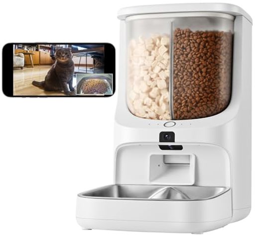 胃 【2種類の餌を出せる自動餌やり器】5リットルの大容量フードタンクが2つに分かれており、2種類の餌を分けて自動で給餌することができる給餌機です。ご飯とおやつを分けて餌皿に給餌することが出来ます。2匹以上の猫や犬を飼っている方、多頭飼いをし...