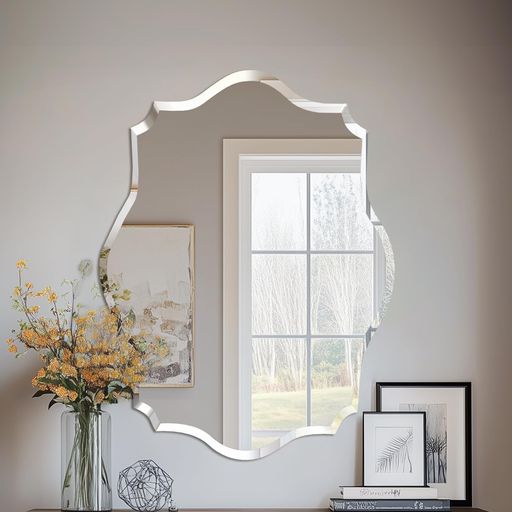 身支度 【映像が鮮明でキレイ】透明度の高い高透過ガラスを銀引きし、ミラーに加工したガラス製の鏡です。無色透明に近いので色を忠実に表現できます。色彩をより鮮明に再現することができ、顔色や肌の色を正しく映し出すので、健康管理や化粧直しにも役立ち...