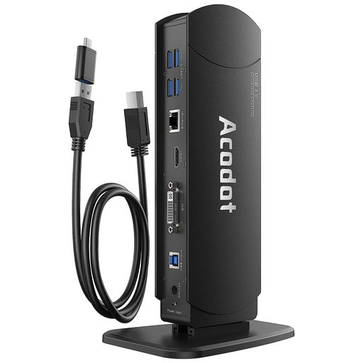 💡【13in1USBドック】Acodotは、イーサネット、HDMI、DVI、6xUSB3.0、PC/本体、電源入力、ヘッドフォン、マイクなど13のインターフェースを備えています。一体机はあなたの煩雑な仕事の需要を満たして、あ...