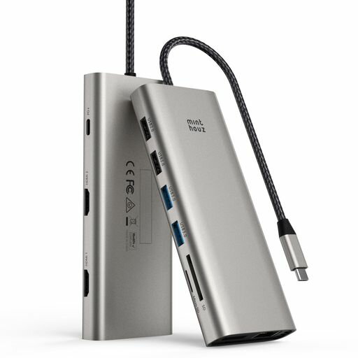 【⭐12-IN-1USBCドッキングステーション】12-IN-1USB-Cドッキングステーションは2つのHDMIポート(4K@60Hz)、DisplayPort(4K@144Hz)、USB3.0(5Gbps)*2+USB2.0(480Mbp...