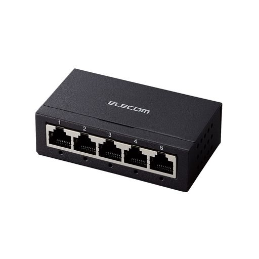 1000BASE-T対応のACアダプター電源のメタル筐体5ポートスイッチングハブです。従来機種(※)より容積比で約60%サイズダウン。コンパクトで場所を取らない設計です。※従来機種:EHC-G05PA-B ストレート/クロスケーブルを自動判...