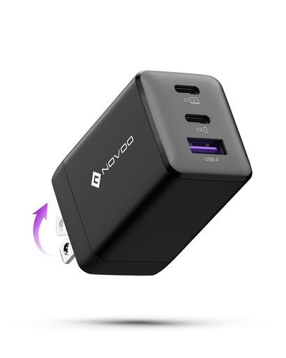 🛫高速で効率的な充電ソリューションをお探しですか? NOVOO 67W USB C 充電器をお試しください!ノートパソコン、タブレット、スマートフォンの充電速度は比類なく、2 * USB-CポートとUSB-Aポートを搭載し、...