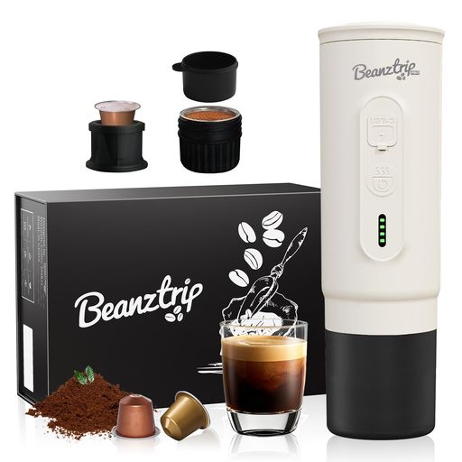 エスプレッソ 超軽量&amp;コンパクト:わずか1.5ポンド、2.8x2.8x9.1インチのBeanztripポータブルミニエスプレッソマシンは、バックパックに簡単に収まり、車のカップホルダーに簡単に収まり、旅行、キャンプ、オフィスでの使用...