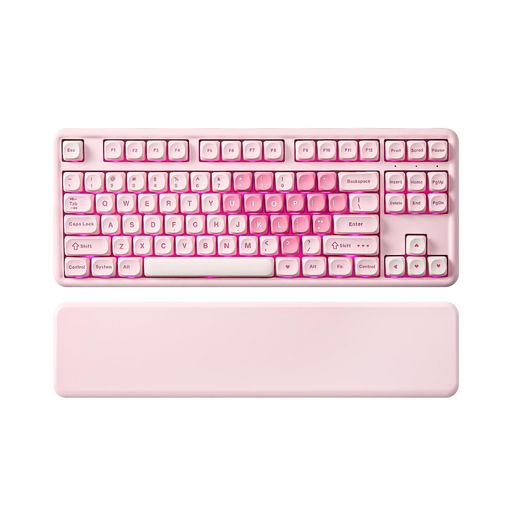 87キーメカニカルキーボード、ソフトタッチリストレスト付き: YUNZII B87ワイヤレスメカニカルキーボードは、80%レイアウトを採用し、完全な機能を維持しながら、デスクに省スペースソリューションを提供します。ユニークなクマ柄の昇華型P...