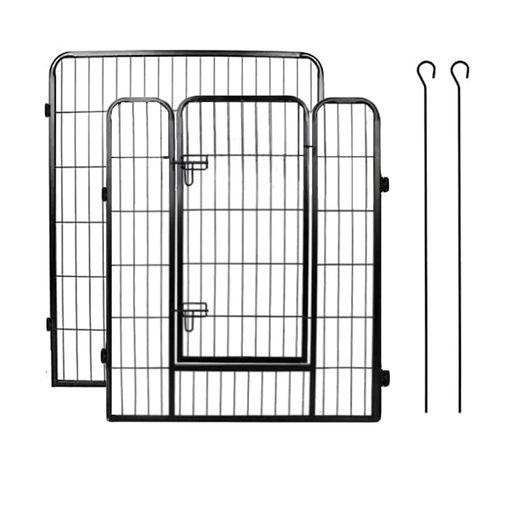犬用サークル・プレイサークル 【規格】数量:パネル*1枚、入口パネル*1枚、専用ロングペグ*2本。全寸法(矩形):幅80 cm x 高さ100 cm 重量(約): 7kg 【堅牢な金属パネル:既存フェンスの拡張・破損部品の交換に対応】 丈夫...