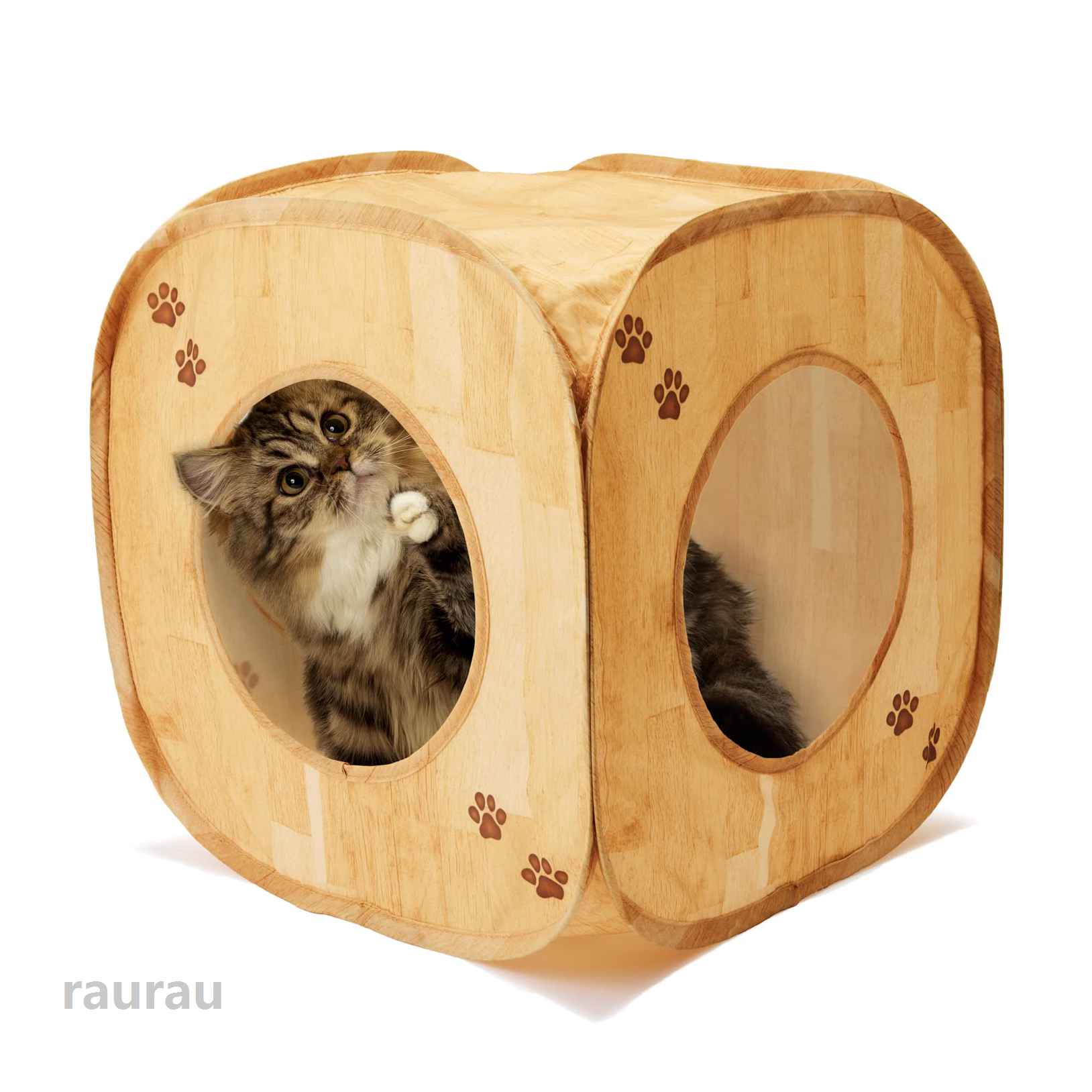 一度遊んだらやめられない！猫が大好きカサカサ素材 の人気おもちゃ「キャットトンネルスパイラル」とおそろいの猫が大好きカサカサ素材でできたキューブ型おもちゃです。 猫が飛び込んたり、駆け抜けたりするたびに、カシャカシャと音がするので、毎日飽き...