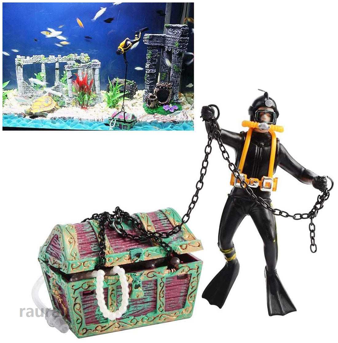 水族館 人工 観賞魚 熱帯魚 内装 レイアウト オブジェ 接続可 エアーポンプ オーナメント ブラック 水槽 飾り アクアリウム 宝箱 ダイバー 宝箱 アクアリウム 飾り 水槽 ブラック オーナメント メーカー希望小売価格はメーカーカタログ...