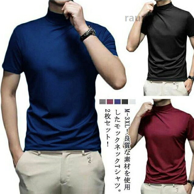 ハイネッ モックネックシャツ 半袖 春夏 ゴルフtシャツ メンズtシャツ スポーツウェア ハイネック 半袖 メンズ ストレッチ 無地 モックネックシャツ 2枚組 ゴルフウェア ハイネック 2枚組 ゴルメーカー希望小売価格はメーカーカタログに...