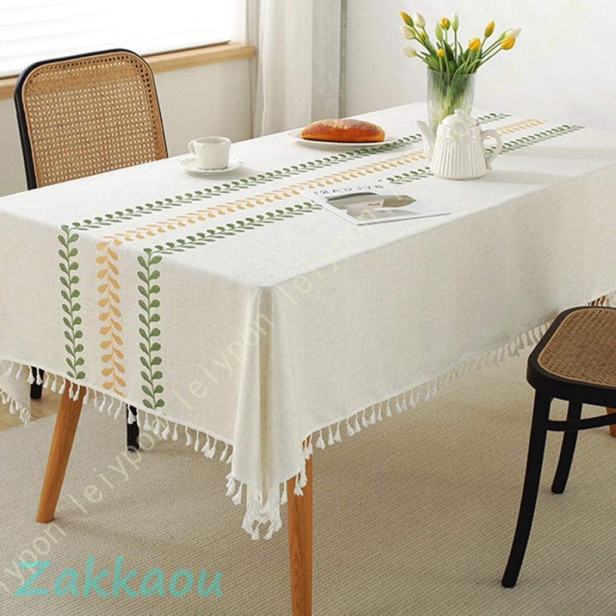 ◎仕様：素材：綿麻長方形テーブルに適したサイズ:140*140cm 100*160cm 140*180cm 140*200cm 140*220cm 140*260cm◎垂れるサイズのお勧め：食卓：四辺の縁は25-30cm垂れ下がっている。文...