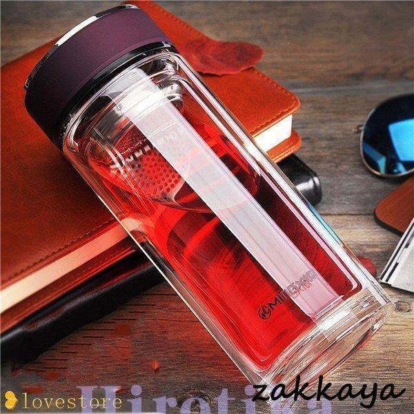 高品質ホウケイ酸ガラス性硬質かつ耐熱性を備え、高品質な水筒であります。食品級304ステンレス茶こし付き、茶葉やコーヒー、果物、アイスなどを入れて、楽しく飲むことができます。非常に透明なグラスは、他のタイプのガラスよりよくきれいです。残りの水...