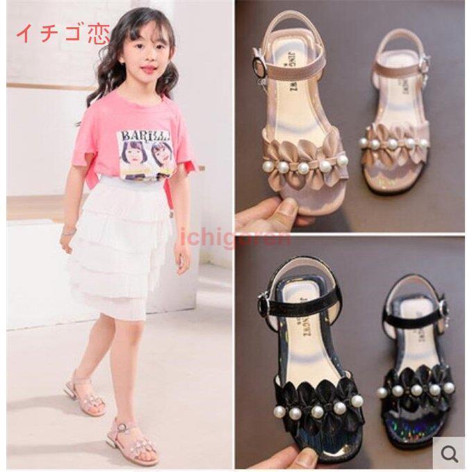 キッズ サンダル 女の子 歩きやすい マジックテープ ジュニア 子供 ◆サイズ：27号：17.5cm28号：18m29号：18.5cm30号：19.2cm31号：20cm32号：20.5cm33号：21cm34号：21.5cm35号：22c...