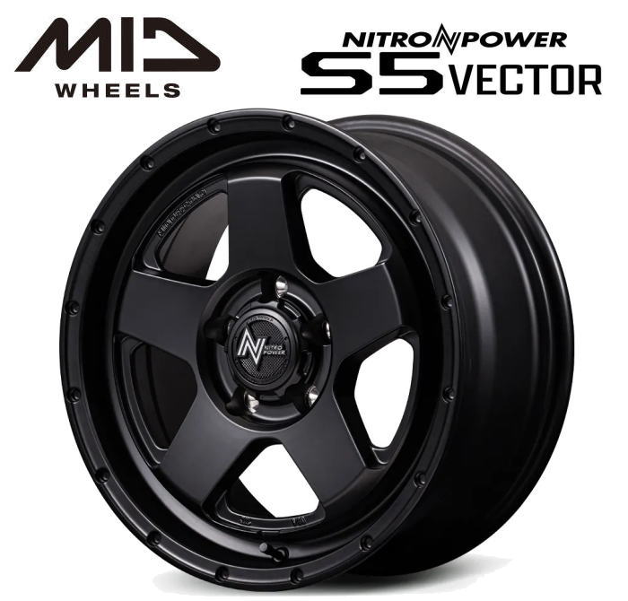 ホイール名 NITRO POWER　S5 VECTOR　S5 ベクター サイズ 16インチ　7J　+40　5/114.3 カラー バレルブラック センターボア径 φ73.1 工法 鋳造1ピースホイール 安全基準 JWL(690KG) 　VI...