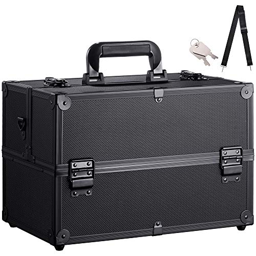 【携帯便利】軽量、取っ手付きのポータブル仕様。鍵付き、持ち運びの際に突然開いてしまう心配もなく安心。取り外し可能なストラップ付き、ショルダーバッグとして肩掛けも活用出来ます、手持ちに便利になります。 【安心な鍵付きロック】ハンドルや鍵付きな...