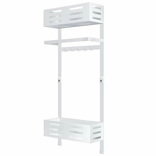 【多機能収納ラック】機能性、耐久性に優れた洗濯機横マグネット収納ラックである。洗濯機横に取り付けると簡単に使用、空間を有効に活用。3段あり、洗濯洗剤、柔軟剤、消毒剤、ブラシ、タオル、手袋などいろんな物をまとめて整理整頓。 【強力なマグネット...