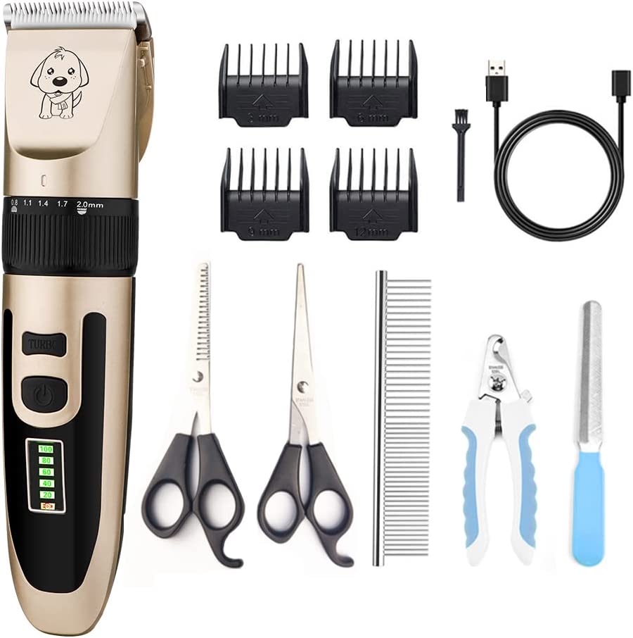 【インテリジェントLCD表示】2-3時間充電でき、150分の使用を維持できます。このドッグクリッパーの充電式デザインにより、交換用バッテリーを購入する必要はありません。このペット用クリッパーはLCDディスプレイを備えて設計されており、使用状...