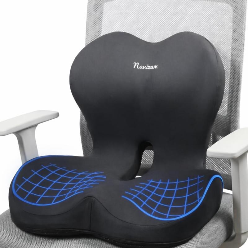 Navizam シートクッション 一体型 ランバーサポート 60D低反発 オフィス 車一体型デザインで姿勢をサポート シートクッションとランバーサポートが一体化した設計で、腰からお尻まで自然にフィット。デスクワークや在宅勤務、長時間の運転で...