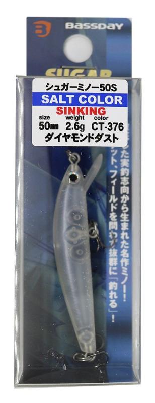 Bassday(バスデイ) ミノー シュガーミノー 50S ソルト 50mm 2.6g ダイアモンドダスト CT-376 ルアーバスデイの原点にして究極の完成度、ソルトにおいて本領発揮。全長50mm重量2.6gフック＃14リング＃1