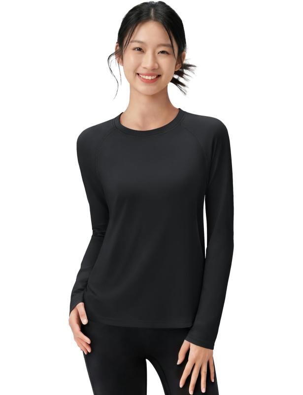 [KEFITEVD] ロングtシャツ レディース スポーツ 長袖 インナー 速乾 uvカット フィットネス ジムウェア ランニングシャツ 薄手 ストレッチ 仕事用 ブラック L【吸汗&amp;速乾】汗をかいてもすぐにかわくので、サラッとした...