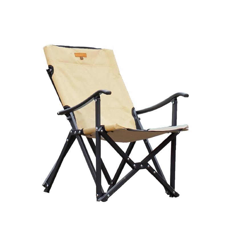 S'more(スモア) Alumi High Armchair アルミ製ハイアームチェア アウトドアチェア ハイバック式 折りたたみ式 キャンプチェア コンパクト 収納バッグ付き 超軽量 (Beige)【座り心地にこだわったデザイン】 途中...