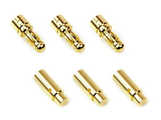 ブラシレスモーターの端子に装着する3.5mmサイズのヨーロピアンコネクターです。着脱時のハンダ作業を毎回行う必要が無く手間を省く事ができます。3セットのオス・メスコネクターの他にブルー・イエロー・オレンジのシュリンクチューブがそれぞれ2個付...