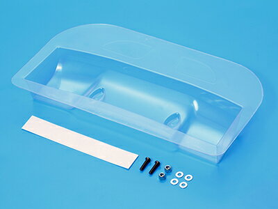 実車のレーシングカーでも見られる、両端が1段下がった空力に優れた3Dタイプのポリカーボネート製リヤウイング。エンジンカーのセッティングの幅を広げます。【適応車種・パーツ】TG10-Mk.2シャーシ