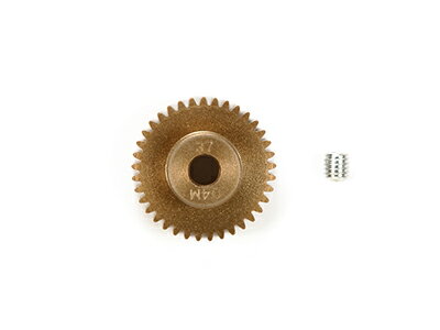アルミ製ピニオンギヤにハードコート処理を施して、耐摩耗性を向上させました。また、歯先をラウンドさせることでスパーギヤとの駆動抵抗を減らし、低ノイズ化も実現しました。★ハードコートを施したアルミ製ピニオンギヤ