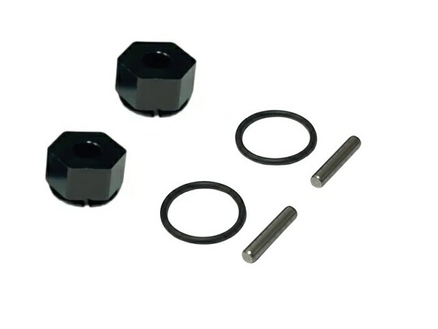 ピンの抜け防止構造を備えたアルミ製六角ハブです。六角ハブをアクスルシャフトに取付後、付属のOリングでピンを止めるだけの簡単構造！！ 【2個入】