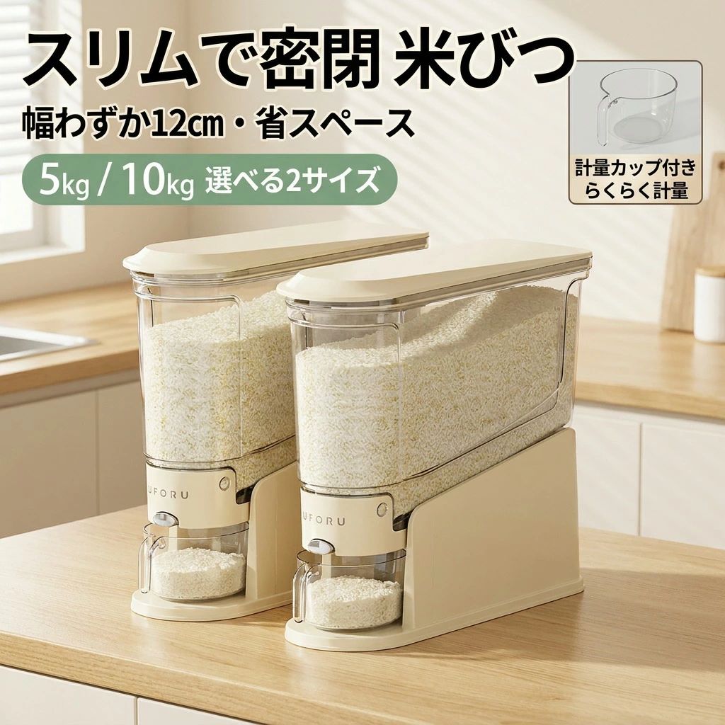 【商品番号】y759655 【カラー】ベージュ、グリーン 【サイズ】5KG:36.5*12*33.5cm/10KG:36.5*12*45.5cm 【容量】5KG/10KG 【材質】PP、PET 【安心素材】食品グレードのPP素材を使用し、シ...