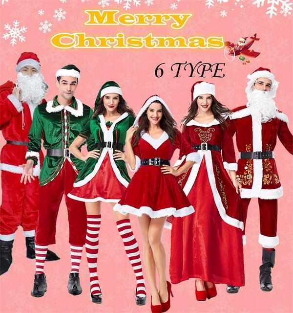 商品名&nbsp;.❁.:* クリスマス X'mas サンタクロース 衣装 サンタさん レディース ワンピース メンズサンタクロース 6タイプ 大人用衣装 グリーン コスチューム コスプレ 衣装 テーマパーティー eb951c...