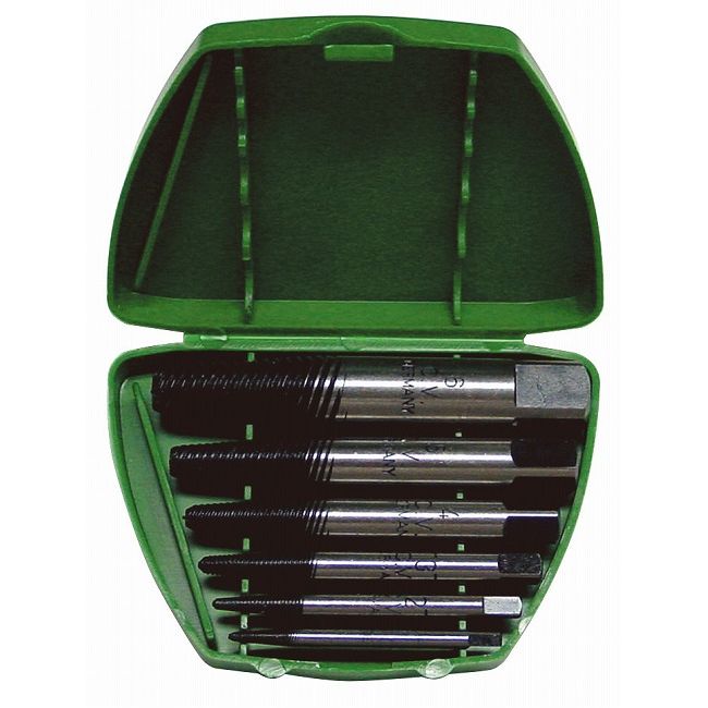 【商品詳細】●対応ボルトサイズ(mm)：3-24●対応ボルトサイズ(”)：1/8-1●質量(g)：230●頑丈なクロームバナジウム製のスクリューエキストラクターセットです。●折れたボルトの中心に穴をあけて、適合するサイズのエキストラクターを...